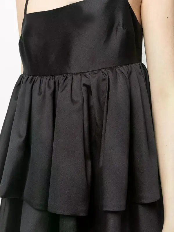 MACGRAW Silk-wool Blend Tiered Mini Dress - Black