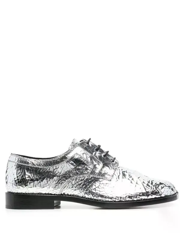 MAISON MARGIELA Tabi Mirror-effect Lace-up Brogues - Silver