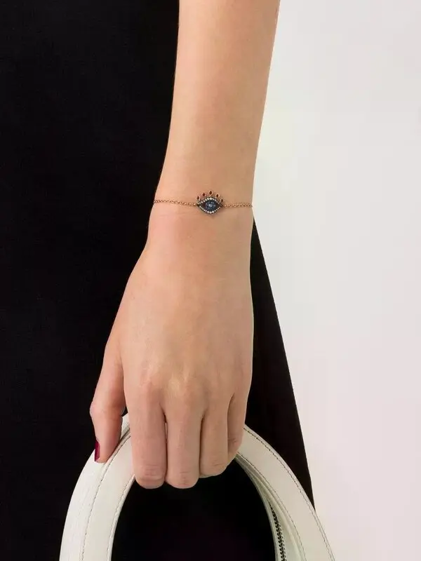 MONAN 18kt Rose Gold Evil Eye Diamond, Sapphire And Ruby Bracelet