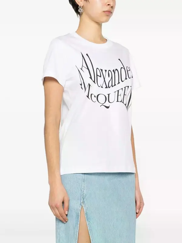 Alexander McQueen Logo Print Cotton T-shirt - White