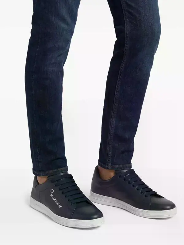 BILLIONAIRE Calf Leather Low-top Sneakers - Blue