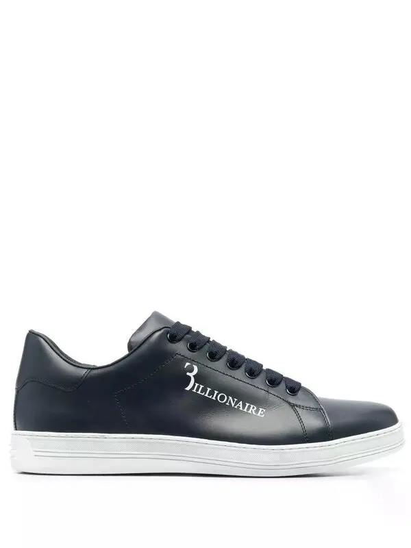 BILLIONAIRE Calf Leather Low-top Sneakers - Blue