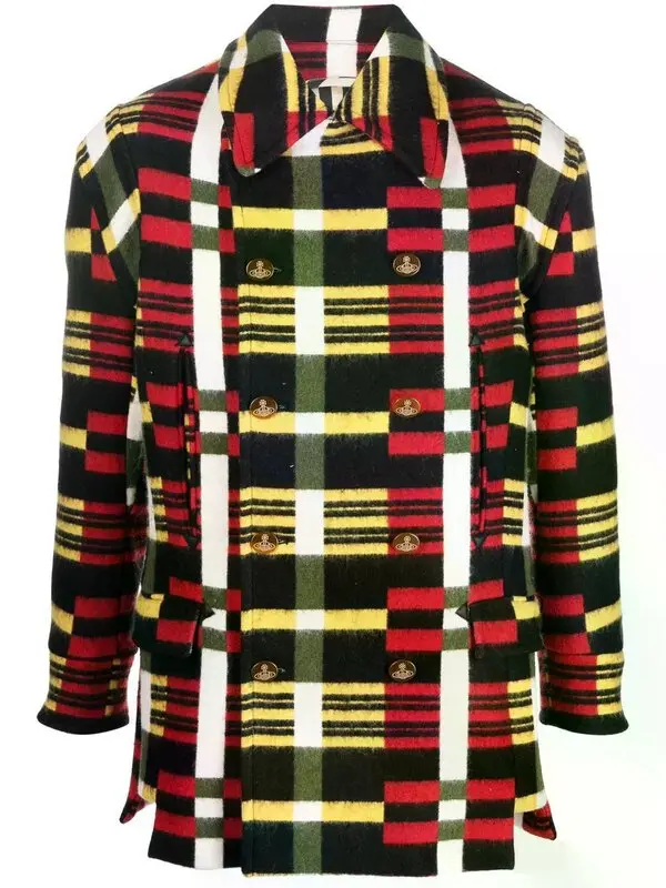 VIVIENNE WESTWOOD Double-breasted Checked Wool Coat