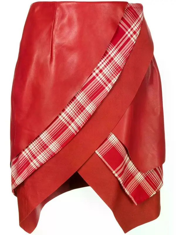 RtA Leather Layered Mini Skirt