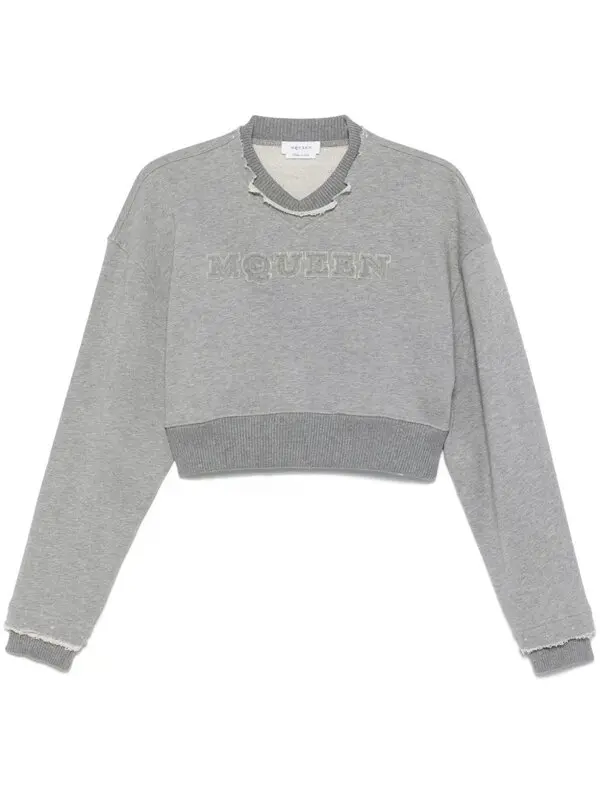 Alexander McQueen Logo-lettering Cropped Sweatshirt