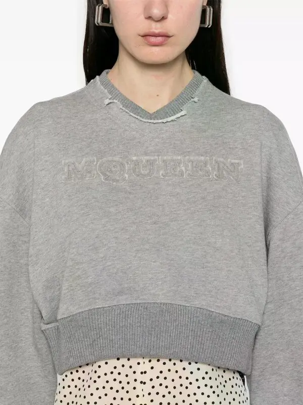 Alexander McQueen Logo-lettering Cropped Sweatshirt