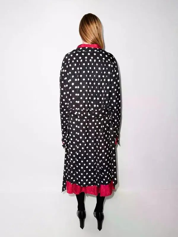 Balenciaga Reversible Belted Polka Dot Silk Blend Dress - Black