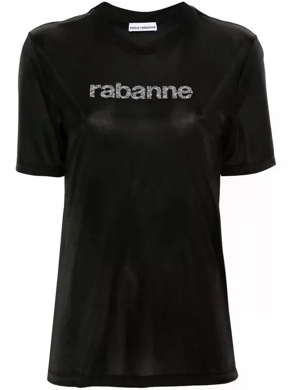 Rabanne Logo-embellished Jersey T-shirt - Black