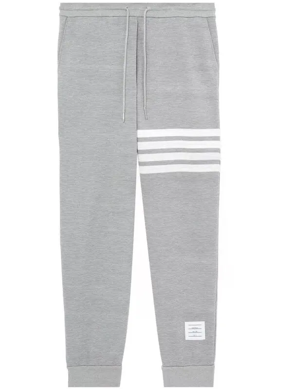 Thom Browne Ottoman Rib 4-bar Stripe Track Pants - Grey