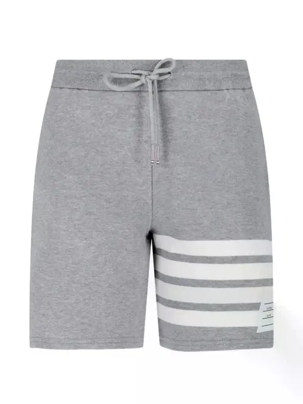 Thom Browne Cotton Track Shorts With Signature 4-bar Stripe - Grey
