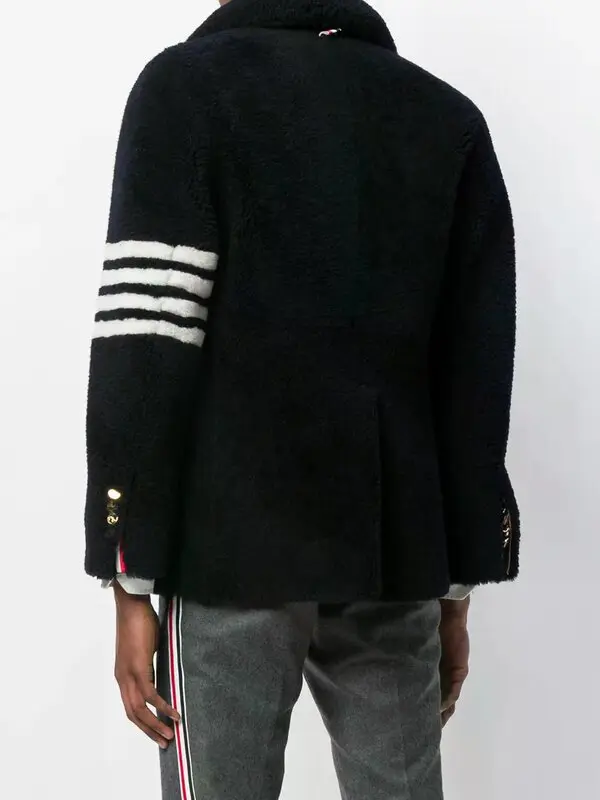 Thom Browne Unconstructed Shearling Peacoat - Blue