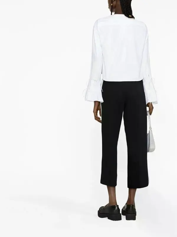 Palm Angels Flute Sleeve Cropped Cotton Shirt