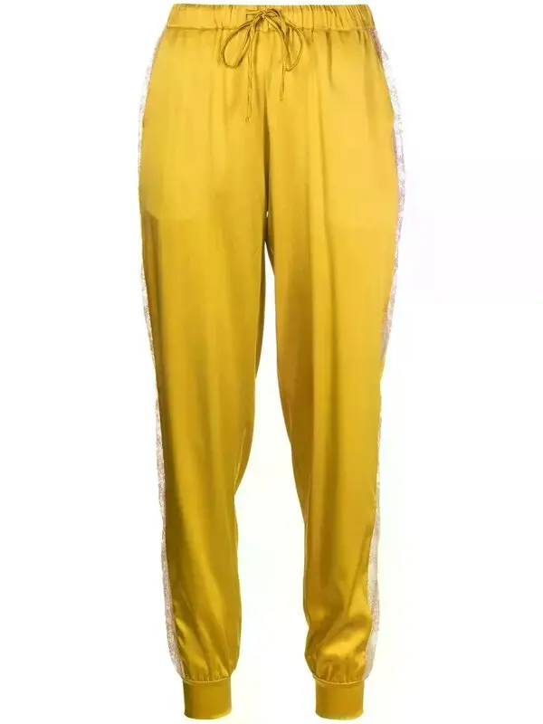 Carine Gilson Tapered Silk Trousers With Lace Panelling