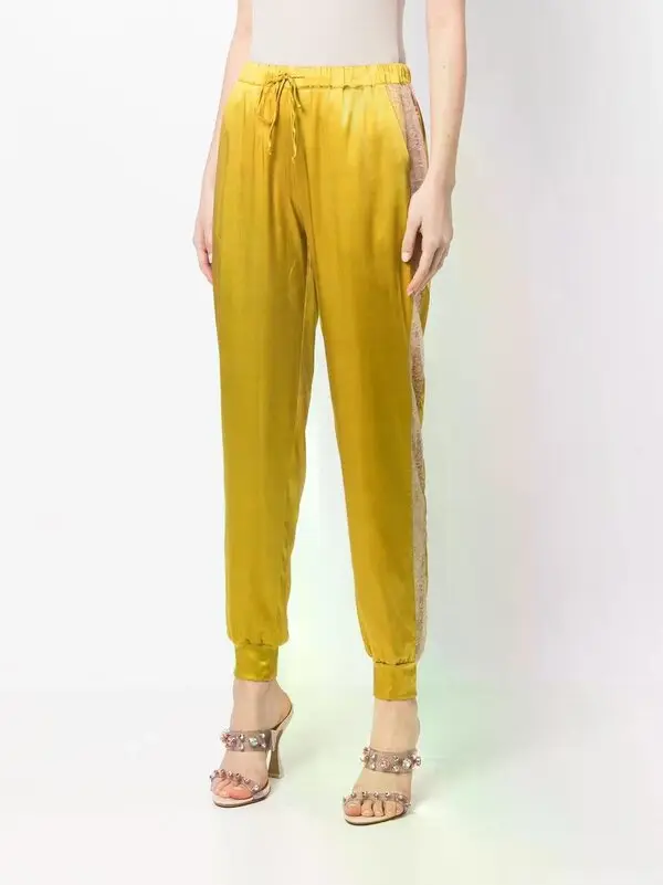 Carine Gilson Tapered Silk Trousers With Lace Panelling