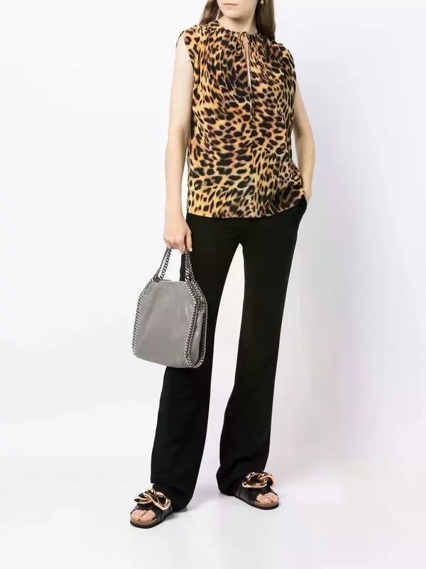 Stella McCartney Sleeveless Leopard Print Silk Blouse