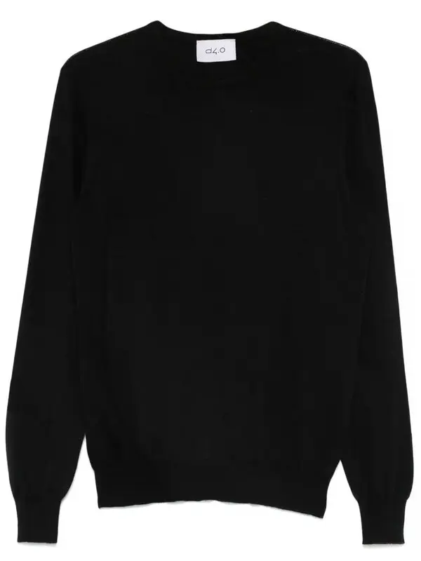 D4.0 Virgin Wool Fine Knit Sweater - Black