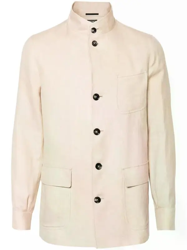 Zegna Linen-blend Shirt Jacket - Brown
