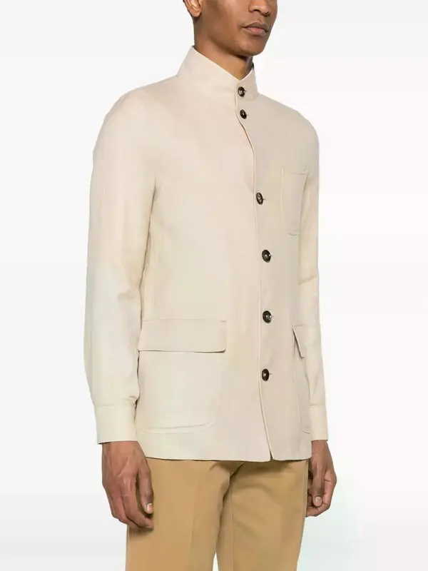 Zegna Linen-blend Shirt Jacket - Brown