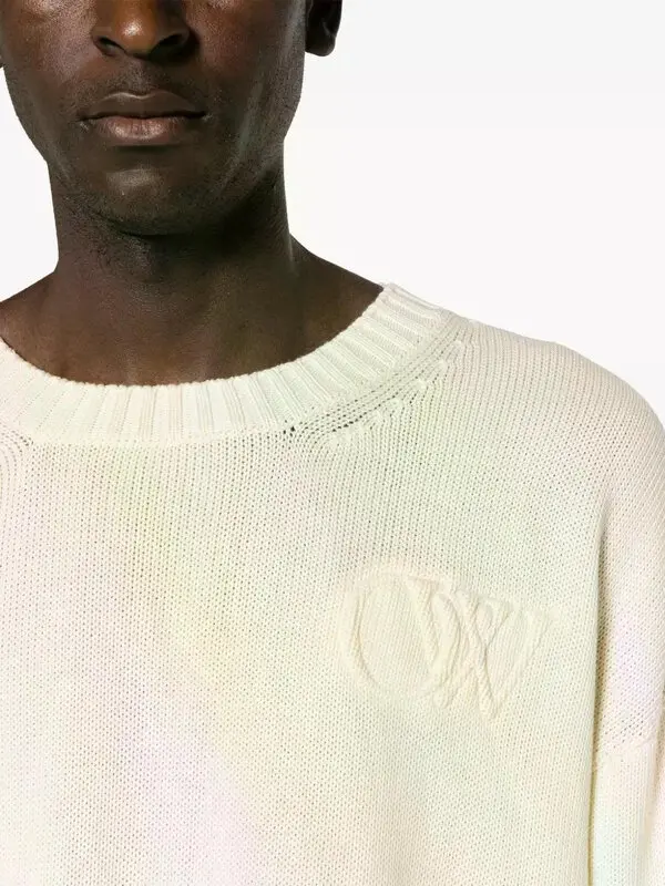 Off-White Diagonal Stripe Crew Neck Jumper