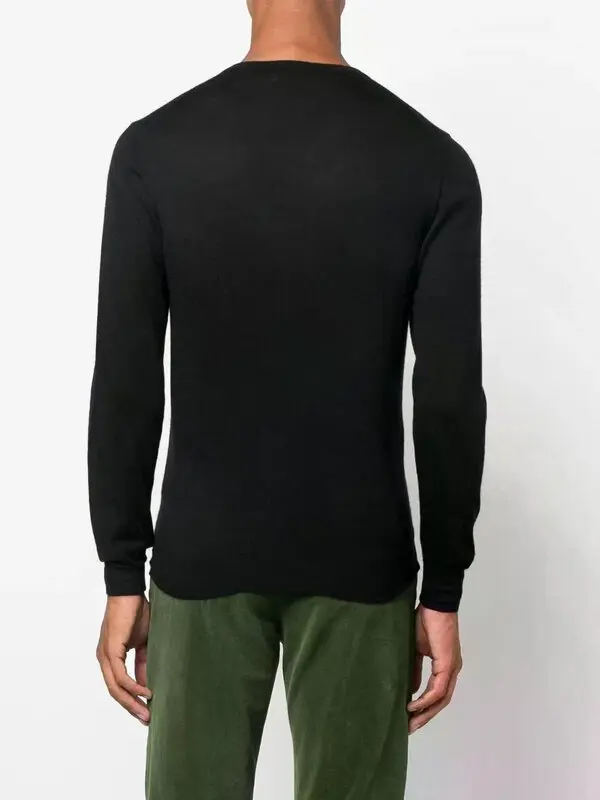 Fedeli V-neck Long-sleeve Jumper - Black