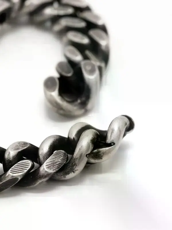 Werkstatt:München Tone Brass Curb Chain Bracelet With Crest Statement Pendants