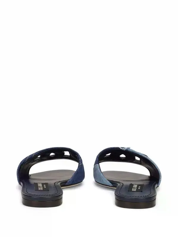 Dolce & Gabbana Patchwork Denim Dg Logo Slides - Blue