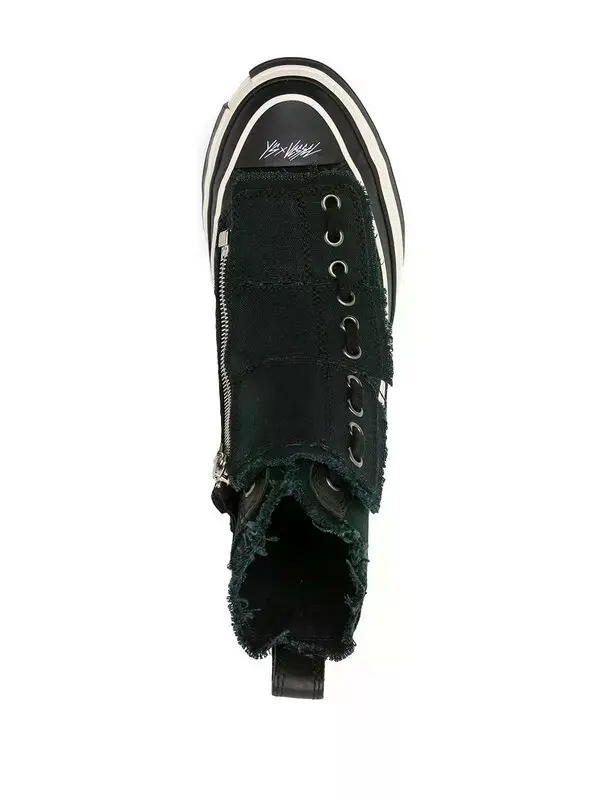 Y’s Cotton High-top Sneakers With Frayed Trim