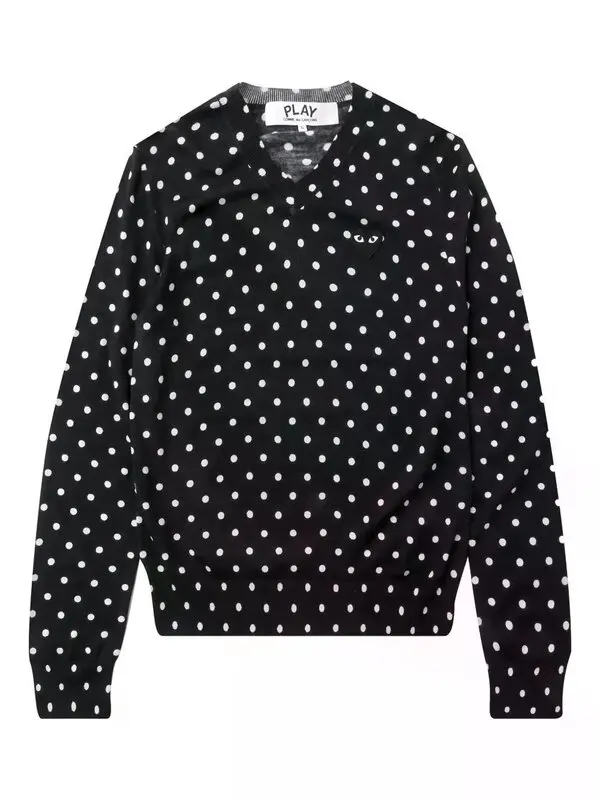 Play Comme Des Garcon Polka Dot V-neck Jumper - Black