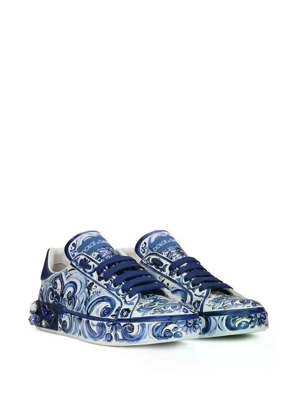 Dolce & Gabbana Portofino Majolica-print Leather Sneakers