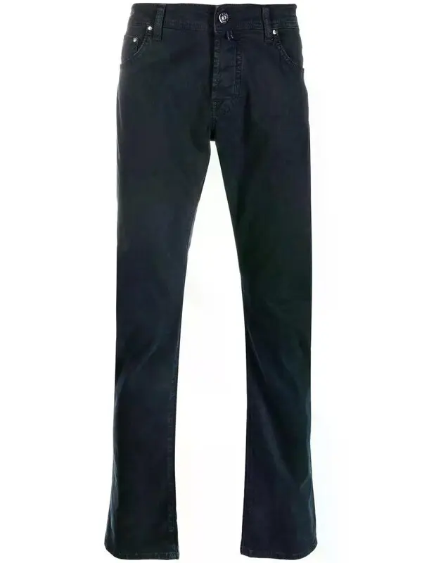 Jacob Cohen Five-pocket Straight-leg Trousers With Scarf Detail - Blue