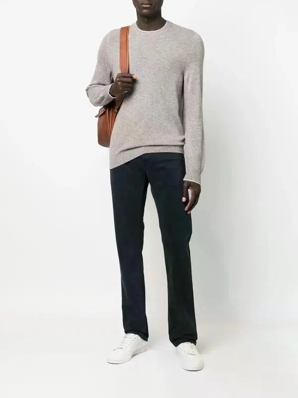 Jacob Cohen Five-pocket Straight-leg Trousers With Scarf Detail - Blue