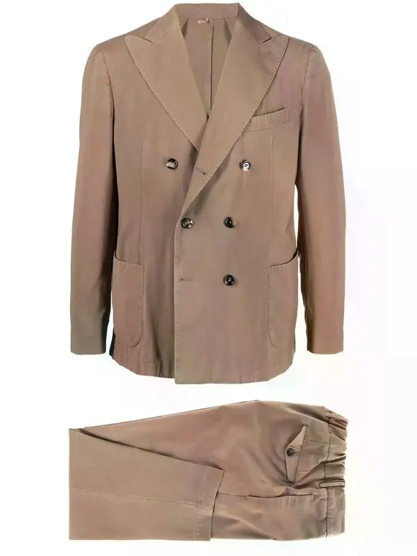 DELL'OGLIO Double-breasted Wool Suit - Neutrals