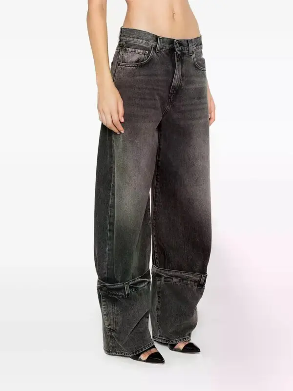 HAIKURE Cuff-detail Wide Leg Jeans