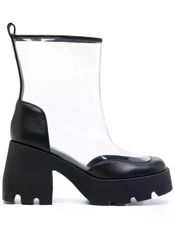 NODALETO Bulla Transparent Design Leather Boots - Black