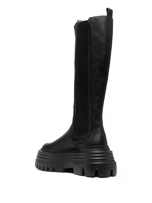 Bally Round Toe Calf Leather Knee High Boots