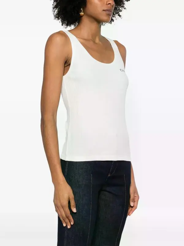 Chloé Ribbed Jersey Tank Top With Embroidered Logo