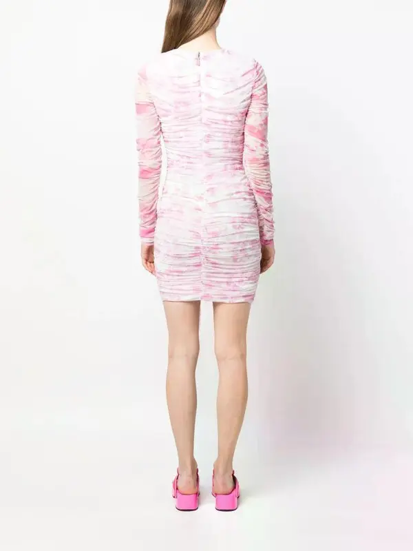 MSGM Tie-dye Ruched Mini Dress