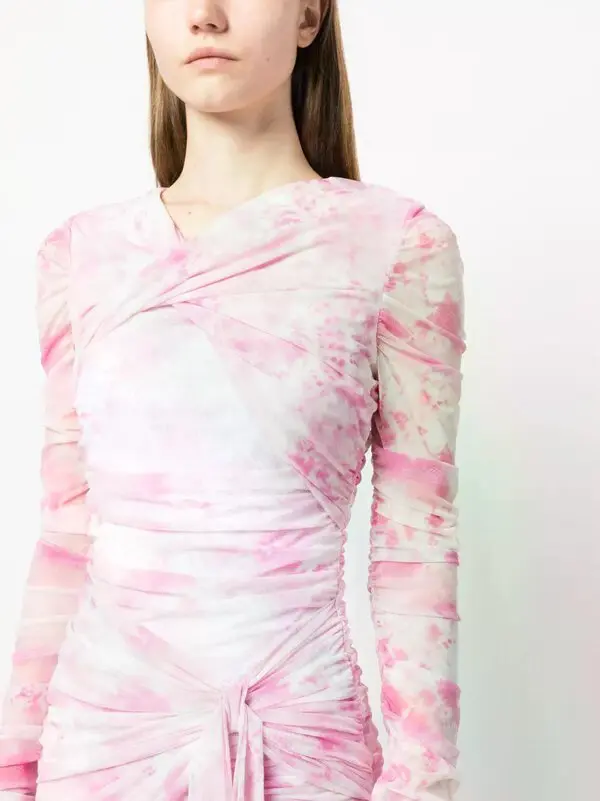MSGM Tie-dye Ruched Mini Dress