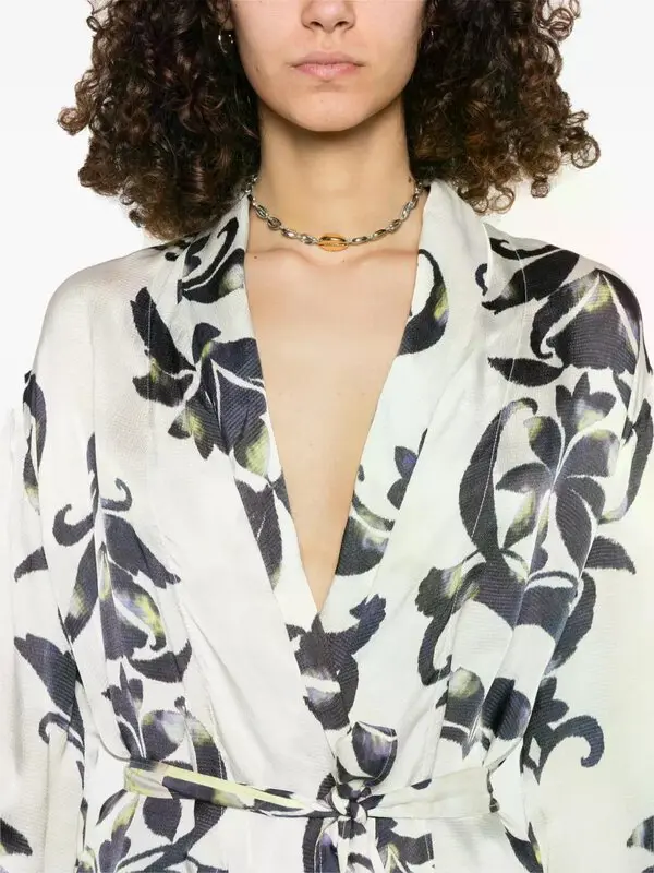 FORTE_FORTE Floral Print Shawl Lapel Jacket