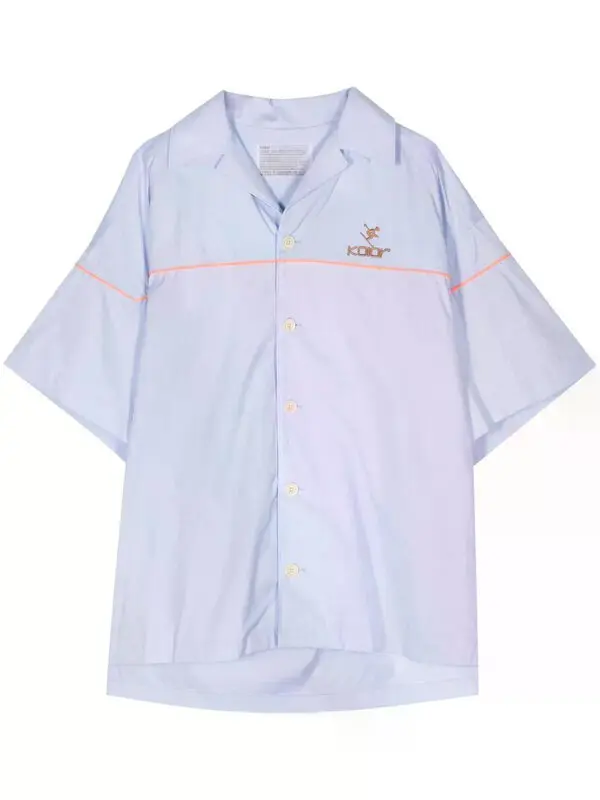 Kolor Logo-embroidered Cotton Shirt - Blue