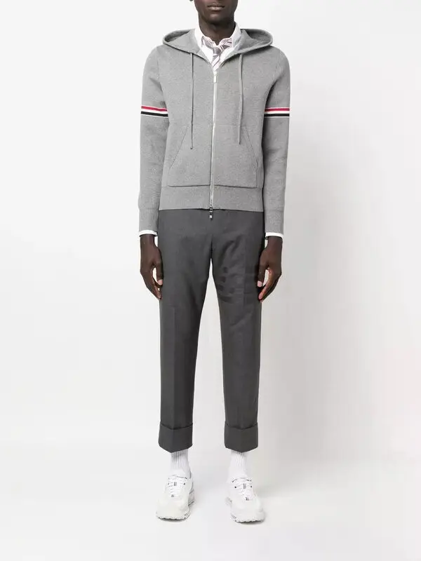 Thom Browne Striped Zip-up Hoodie - Grey