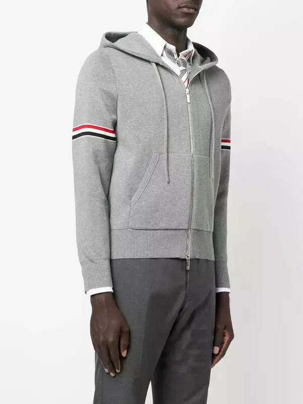 Thom Browne Striped Zip-up Hoodie - Grey