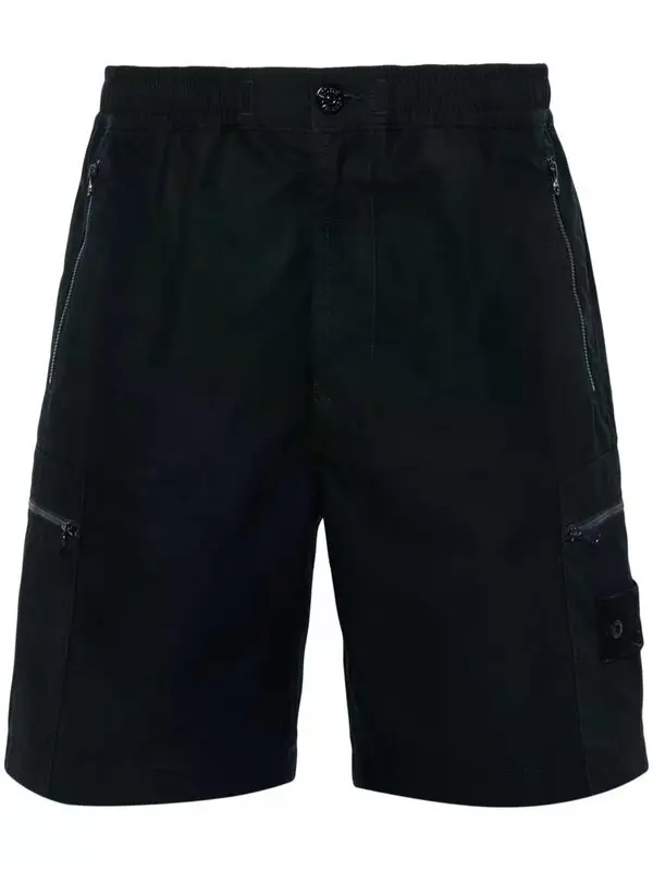 Stone Island Compass Motif Cotton Shorts