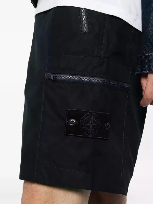 Stone Island Compass Motif Cotton Shorts
