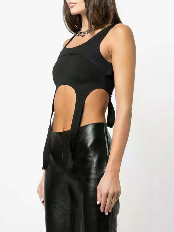HELIOT EMIL U-neck Cropped Tank Top With Asymmetric Hem - Black