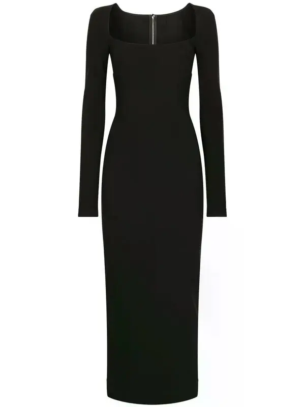 Dolce & Gabbana Long-sleeve Square-neck Midi Dress