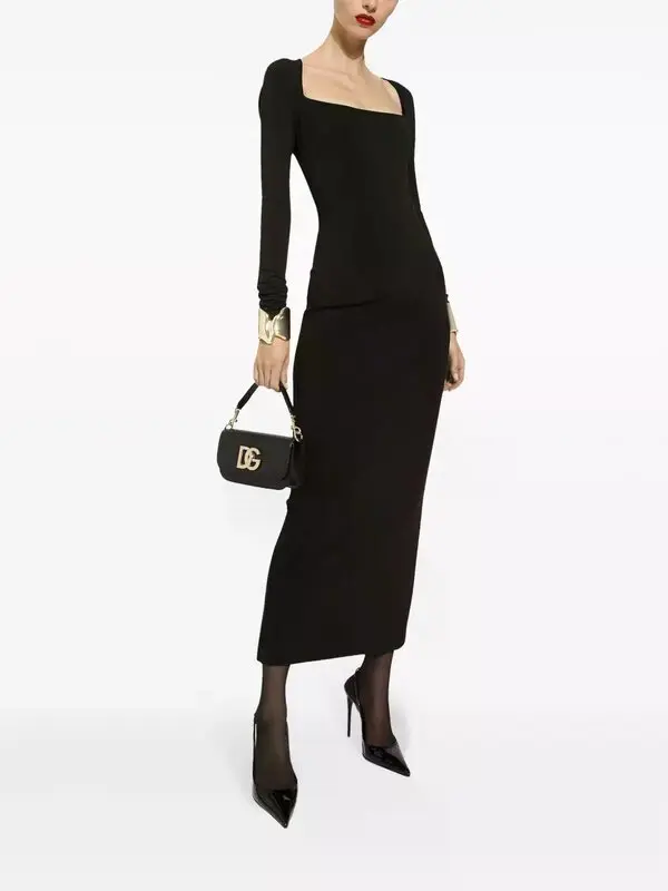 Dolce & Gabbana Long-sleeve Square-neck Midi Dress
