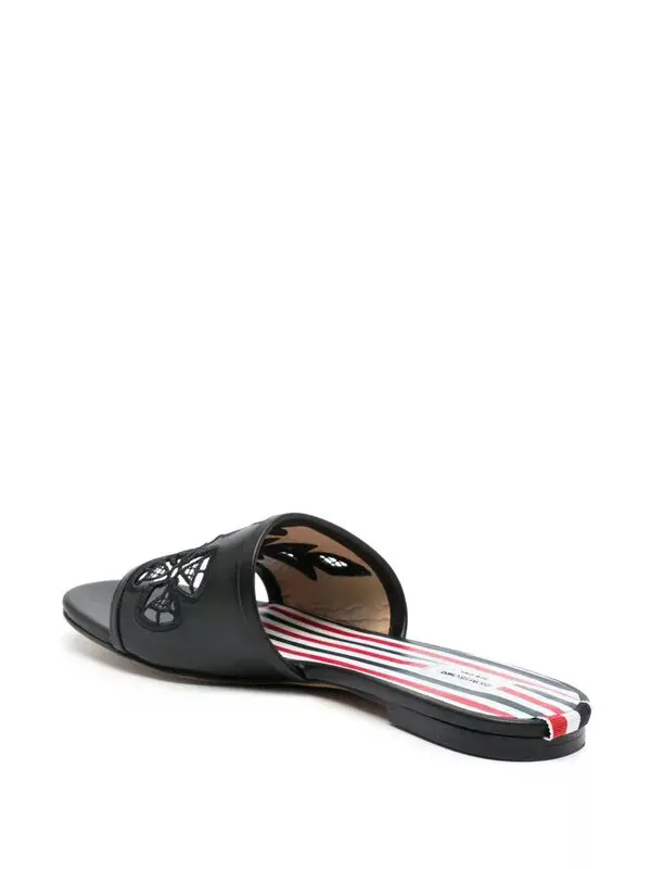 Thom Browne Calf Leather Broderie Anglaise Slides