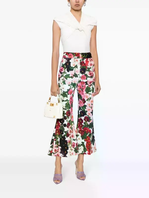 Oscar De La Renta Hollyhock Flared Cropped Trousers