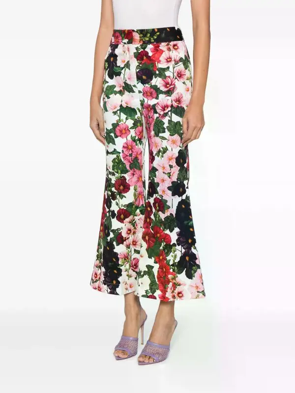 Oscar De La Renta Hollyhock Flared Cropped Trousers